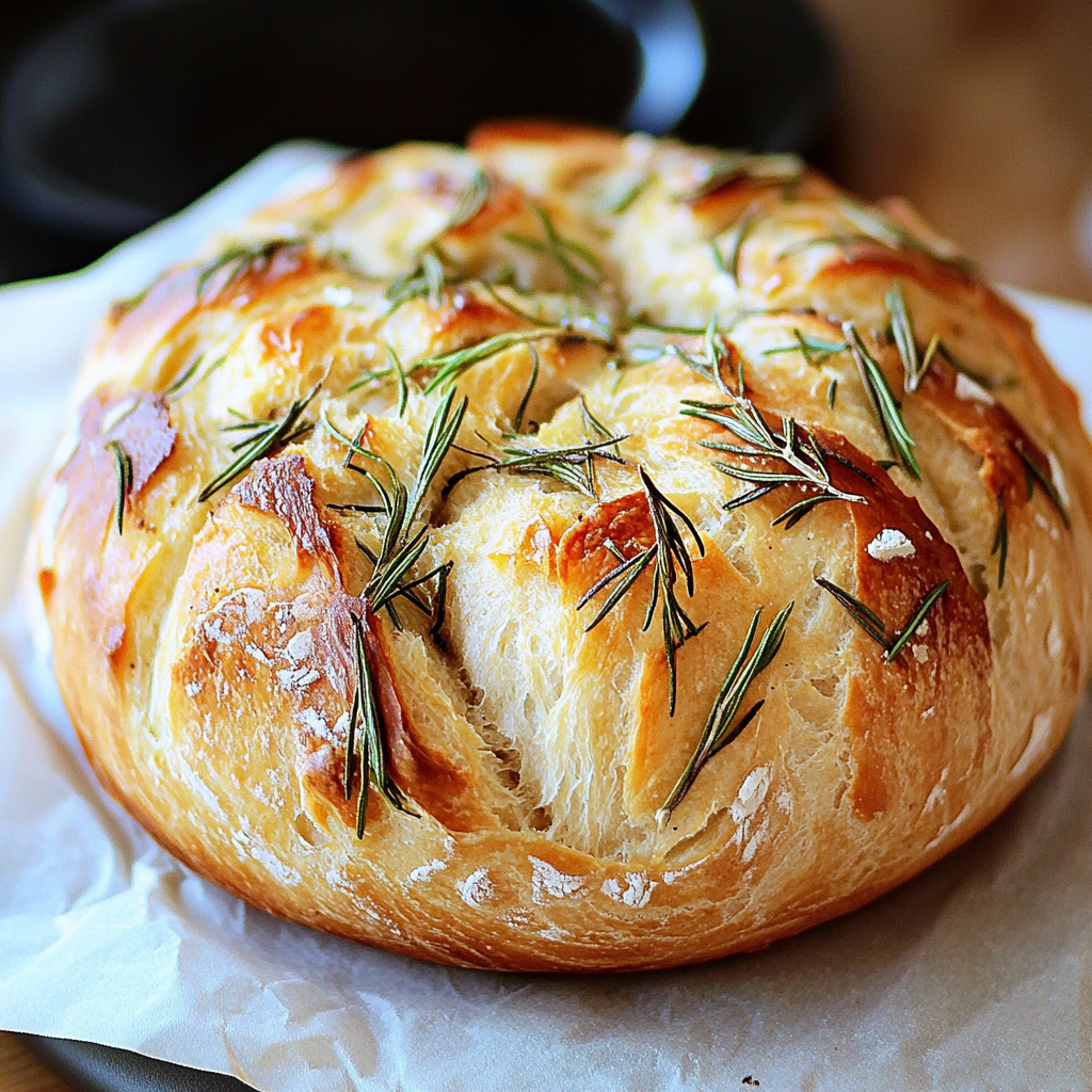 Amazing Rosemary & Roasted Garlic Artisan Bread Recipe