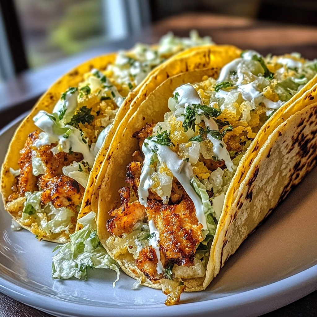 Amazing Dill Pickle Ranch Smash Chicken Tacos with Crispy Cheese Delight