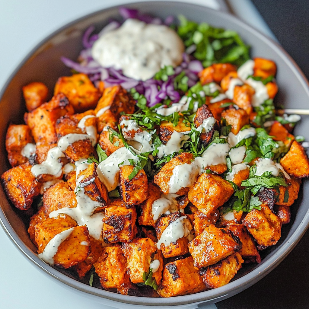 Amazing Sheet Pan Buffalo Chicken and Sweet Potato Bowls Recipe