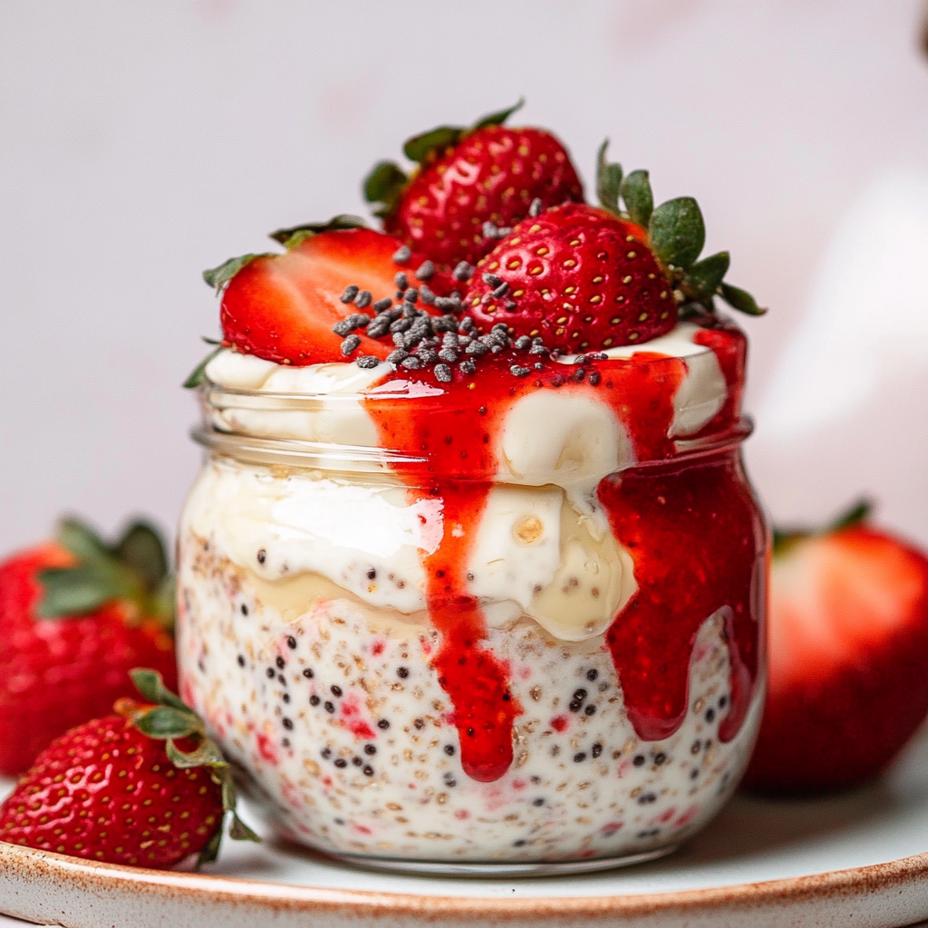 Amazing Strawberries and Cream Overnight Oats Delight